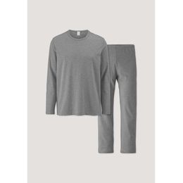 hessnatur Pyjama PURE COTTON aus reiner Bio-Baumwolle in grau | Gr.: L