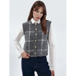 Hiccup Knitted Vest female size S Anthracite / Light grey / mottled grey