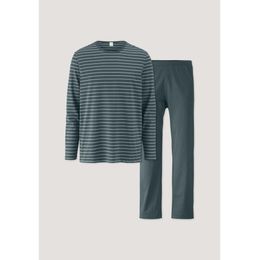hessnatur Pyjama PURE COTTON aus reiner Bio-Baumwolle in tiefseeblau | Gr.: L