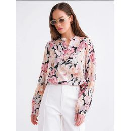 Mixray Bluse Damen Gr&ouml;&szlig;e S grau / apricot / rosa / schwarz