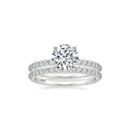 Rougemont Jewellery Ring 'Funkelnder Moissanit Verlobungsring 2 Ringe' Damen Gr&ouml;&szlig;e 52 silber
