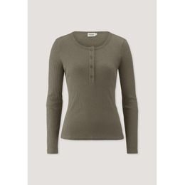 hessnatur Longsleeve Henley Slim aus Bio-Baumwolle in silbergr&uuml;n | Gr.: 46