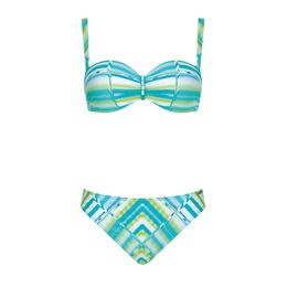 Sunflair Bikini Damen Gr&ouml;&szlig;e XL cyanblau / dunkelblau / kiwi / wei&szlig;