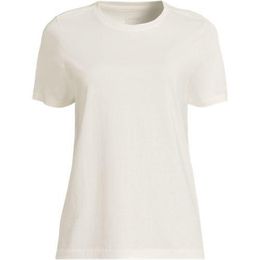LANDS' END Supima Kurzarm-Shirt mit rundem Ausschnitt f&uuml;r Damen, Damen, size: regular, Elfenbein, Baumwolle, by Lands' End