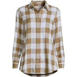 LANDS' END Boyfriend-Bluse aus Flanell f&uuml;r Damen in Petite-Gr&ouml;&szlig;e, Damen, size: petite, Beige, Baumwolle, by Lands' End