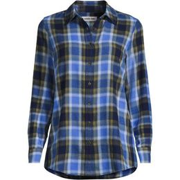 LANDS' END Boyfriend-Bluse aus Flanell f&uuml;r Damen in Petite-Gr&ouml;&szlig;e, Damen, size: petite, Blau, Baumwolle, by Lands' End