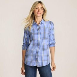LANDS' END Boyfriend-Bluse aus Flanell, Damen, size: regular, Blau, Baumwolle, by Lands' End