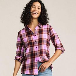LANDS' END Boyfriend-Bluse aus Flanell, Damen, size: regular, Pink, Baumwolle, by Lands' End