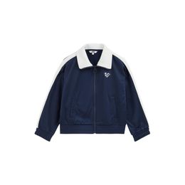WE Fashion Strickjacke M&auml;dchen Gr&ouml;&szlig;e 122/128 dunkelblau / wei&szlig;