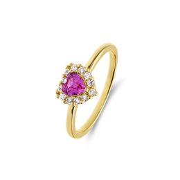 Lucardi Ring 'Herz' female size 46 Gold / Purple / Transparent