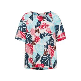 Cecil Carmen-Bluse mit Kurzarm und Bl&auml;tterprint Damen Gr&ouml;&szlig;e S wei&szlig;meliert
