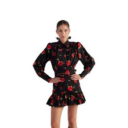 Holly Lolly Kleid Damen Gr&ouml;&szlig;e 40 gr&uuml;n / rot / schwarz Sommerkleid