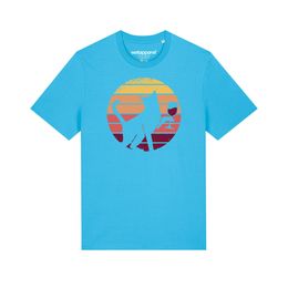 Watapparel Shirt 'Sunset Katze & Rotwein' Herren Gr&ouml;&szlig;e XXL aqua / mischfarben
