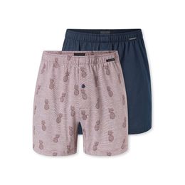 Schiesser Boxershorts ' Basic ' Herren Gr&ouml;&szlig;e L dunkelblau / pinkmeliert