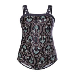 Ulla Popken Badeanzug Damen Gr&ouml;&szlig;e 6XL braun / gr&uuml;n / schwarz