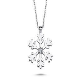 Einstein Diamant Anh&auml;nger 'Diamant Halskette Snowflake Anh&auml;nger 14 Karat Wei&szlig;gold' Damen Gr&ouml;&szlig;e 30 x 30 cm silbergrau