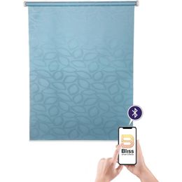 Elektrisches Rollo SUNLINES, B:110cm H:220cm, blau, Kunststoff, Metall, Polyester, Rollos, "Akkurollo Curves appgesteuert, blickdicht, SUNLINES,