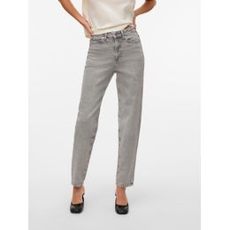 V&eacute;ro Moda VERO MODA Damen Mom-Jeans "VMTESSA HR MOM JEANS RA207 GA NOOS", grau, Gr. 29, unifarben, Denim/Jeans, Obermaterial: 99% Baumwolle, 1% Elasthan,