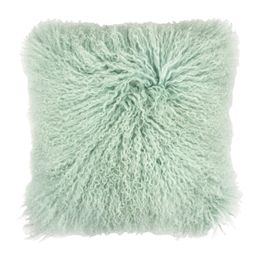 Dekokissen Pad, B:40cm L:40cm, gr&uuml;n, Lammfell, Polyester, Dekokissen_Sitzkissen_Kissenh&uuml;llen, "GLORY, Kissenh&uuml;lle", echtes Lammfell, extravagant und