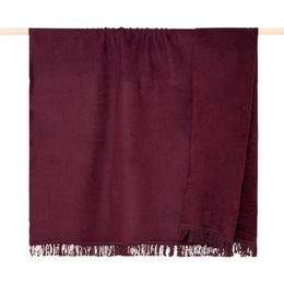 Wohndecke Pad, B:150cm L:200cm, rot, Mischgewebe, Wohndecken, "SYDNEY1", Bestseller mit Fransen-Design und gro&szlig;er Farbvielfalt