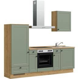 K&uuml;chenzeile Nobilia, B:240,3cm H:216,6cm T:60cm, gr&uuml;n, Komplettk&uuml;chen-Sets, ""Cascada I", NEU: individuell anpassbar mit gratis Profi-Beratung",