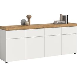Sideboard OTTO HOME, B:200cm H:80cm T:37cm, wei&szlig;, Holzwerkstoff, Wohnzimmer, Sideboards, "MAMBO II, Breite 200cm, 4 T&uuml;ren, 4 Schubk&auml;sten, 8 F&auml;cher",
