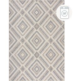 Teppich FLAIR RUGS, B:78cm H:4mm L:150cm, beige, Wolle, Wohnzimmer, Teppiche, "Beckett", Waschbarer Geometrischer Teppich, Wohnzimmer, Schlafzimmer,