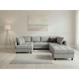 Wohnlandschaft OTTO HOME, B:298cm H:86cm T:184cm, grau, 100%Polyester, Sofas, "Antonia U-Form, B: 298 cm, inkl. Hocker, Federkernpolsterung", extra