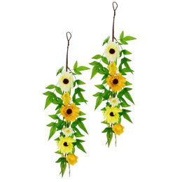 Kunstblume I.GE.A., B:9cm H:50cm T:8cmgelb, Obermaterial: 90% Polyester, 10% sonstige Fasern, Kunstpflanzen, "Girlande mit Gerbera Bl&uuml;ten 50cm 2er