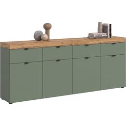 Sideboard OTTO HOME, B:200cm H:80cm T:37cm, gr&uuml;n, Holzwerkstoff, Wohnzimmer, Sideboards, "MAMBO II, Breite 200cm, 4 T&uuml;ren, 4 Schubk&auml;sten, 8 F&auml;cher",