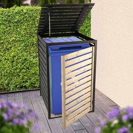 M&uuml;lltonnenbox Dobar, B:77cm H:121cm T:87cm, braun, Massivholz, Aufbewahrungsboxen, "M&uuml;lltonnenverkleidung 240 L, schwarz-anthrazit", aus robustem