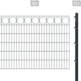 Arvotec Doppelstabmattenzaun "ESSENTIAL 120 zum Einbetonieren "Ring" mit Zierleiste", H/L: 120cm x 60m, Pfosten: 31 Stk., grau, Zaunelemente,