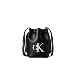 Calvin Klein Damen Beuteltasche "BOLD CK MINI BUCKET CROSSBODY", schwarz, Lederimitat, Taschen, Mini Bag, Beutel Bag, Kordelzug, CK-Logo