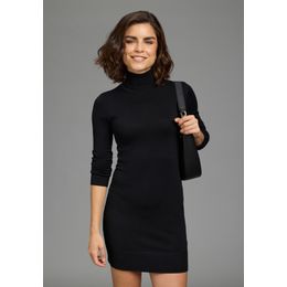 AJC Damen Strickkleid, schwarz, Basic, Gr. 34, unifarben, Feinstrick, Obermaterial: 70% Viskose, 30% Polyamid, Kleider, mit Rollkragen aus