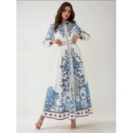 Hiccup Kleid Damen Gr&ouml;&szlig;e 38 saphir / braun / schwarz / wei&szlig; Sommerkleid