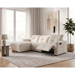 Ecksofa OTTO HOME, B:261cm H:99cm T:180cmcreme, 100% Polyester, Wohnzimmer, Sofas, "CAARLA Webstoff, L-Form, 261 cm, man. o. elektr. Relaxfunktion