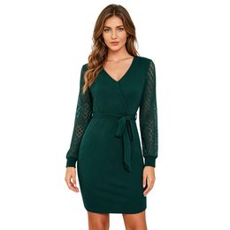 Kojooin Kleid Damen Gr&ouml;&szlig;e 42 dunkelgr&uuml;n Sommerkleid