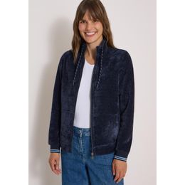 Cecil Damen Cardigan, blau, Gr. L, unifarben, Stoff, 100% Polyester, Strickjacken, mit Stehkragen