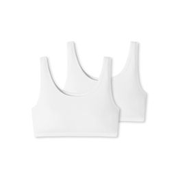 Damen Bustier "Uncover Cotton", uncover by Schiesser, Gr. L, wei&szlig;, Single Jersey, Obermaterial: 95% Baumwolle, 5% Elasthan, BHs, breite Tr&auml;ger,