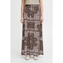 Only Damen Maxirock "ONLSAKI AMBEL LONG BAND SKIRT WVN", braun, Gr. L, bedruckt, Web, Obermaterial: 100% Viskose, R&ouml;cke, Viskose