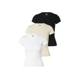 Urban Classics Damen T-Shirt "Urban Classics Ladies Short Slim Tee 3-Pack", bunt, Gr. L, unifarben, 95% Baumwolle, 5% Elasthan, Shirts