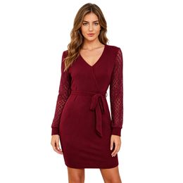 Kojooin Kleid Damen Gr&ouml;&szlig;e 44 weinrot Sommerkleid