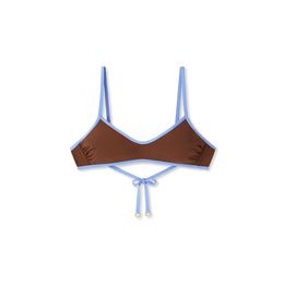 CALZEDONIA Bikinitop 'Bicolor Piping' Damen Gr&ouml;&szlig;e 70/80 hellblau / schoko