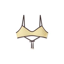 CALZEDONIA Bikinitop 'Bicolor Piping' Damen Gr&ouml;&szlig;e 80/90 dunkelbraun / zitronengelb