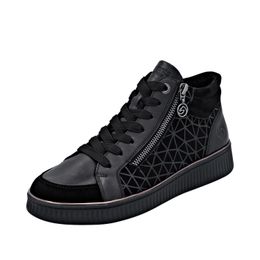 Remonte Damen Sneakerboots, Gr. 39, schwarz, Leder, Textil, Schuhe, Schn&uuml;rboots, Stiefelette mit seitlichem Rei&szlig;verschluss