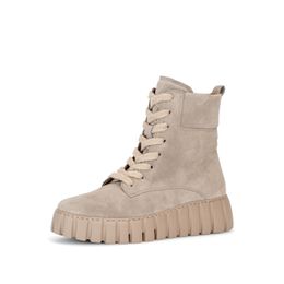 Gabor Damen Schn&uuml;rboots, Gr. 40,5kiesel, Veloursleder, unifarben, Schuhe, Plateau, Herbstboots mit gepolstertem Schaftrand, G-Weite