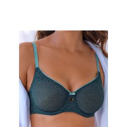 Damen Minimizer-BH, NUANCE BY LASCANA, Gr. 75, gr&uuml;n, Spitze, Obermaterial: 91% Polyamid, 9% Elasthan, BHs, mit B&uuml;gel aus leicht transparenter Spitze