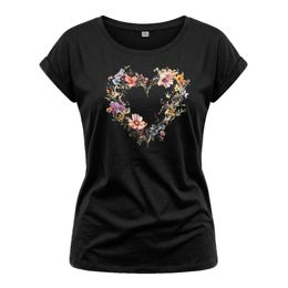 Makaya Shirt 'Blumenherz' Damen Gr&ouml;&szlig;e XL schwarz