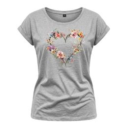 MAKAYA Shirt 'Blumenherz' female size 4XL Light grey