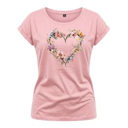 Makaya Shirt 'Blumenherz' Damen Gr&ouml;&szlig;e S pink